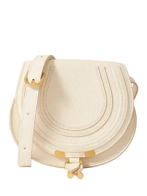Chloé Marcie Mini Textured-Leather Shoulder Bag White