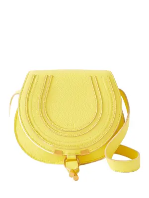 Chloé Marcie Mini Textured-Leather Shoulder Bag Yellow