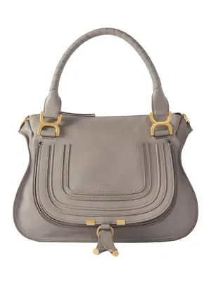 Chloé NET SUSTAIN Marcie Medium Textured-Leather Tote Gray