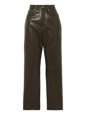 AGOLDE AGOLDE + Net Sustain 90s Pinch Waist Leather-blend Straight-leg Trousers Green