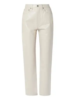 AGOLDE AGOLDE + Net Sustain 90s Pinch Waist Leather-blend Straight-leg Trousers White
