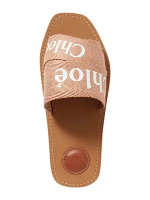 Chloé Chloé Woody Logo-print Canvas Slides Pink