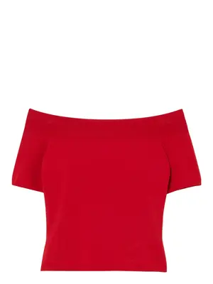 Alexander McQueen Off-The-Shoulder Stretch-Knit Top Red