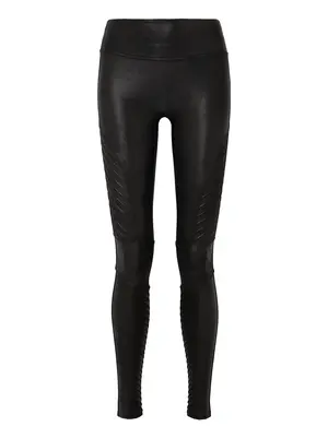 Spanx Moto Faux Stretch-leather Leggings - Black