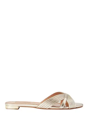 AQUAZZURA Sundance Vegan Leather Slides - Metallic