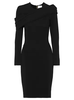 AZ FACTORY Mybody Draped Ribbed Stretch-knit Dress - Black