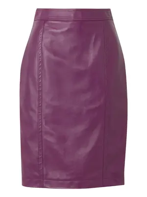Saint Laurent SAINT LAURENT Leather Knee-Length Skirt Purple