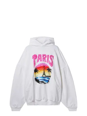 Balenciaga Oversized Printed Cotton-jersey Hoodie - White
