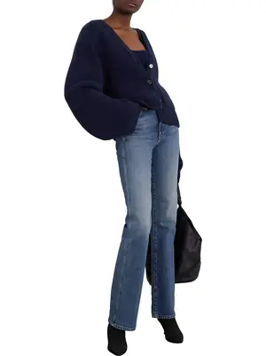 Khaite Scarlet Cashmere-Blend Cardigan Blue