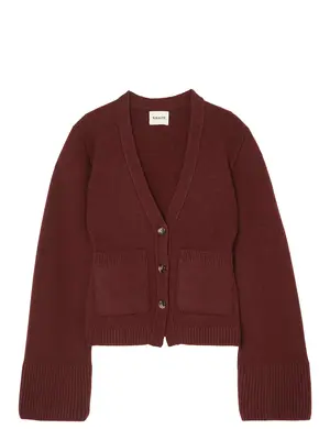 Khaite Scarlet Cashmere-Blend Cardigan Red