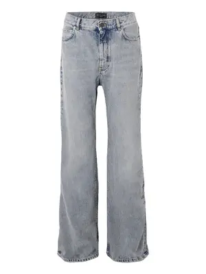 Balenciaga Distressed Low-rise Flared Jeans - Blue
