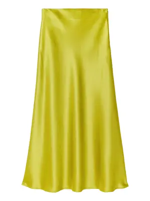 Galvan Galvan Valletta Satin Midi Skirt Chartreuse