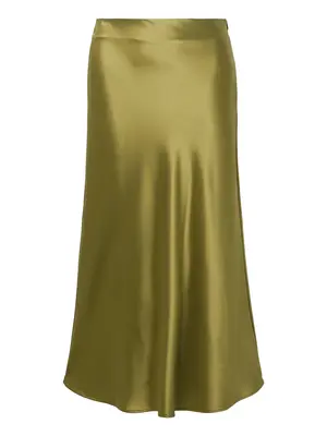 Galvan Galvan Valletta Satin Midi Skirt Green