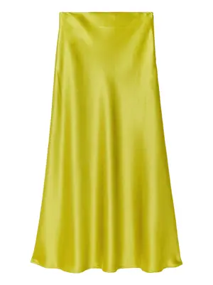 Galvan Galvan Valletta Satin Midi Skirt Yellow