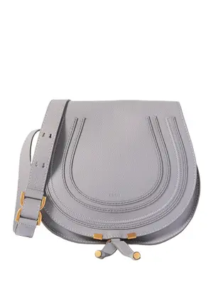 Chloé Chloé Marcie Textured-leather Shoulder Bag Gray