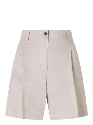 Brunello Cucinelli Pleated Linen Shorts Beige