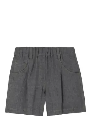 Brunello Cucinelli Pleated Linen Shorts Gray