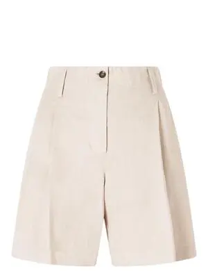 Brunello Cucinelli Pleated Linen Shorts Neutrals
