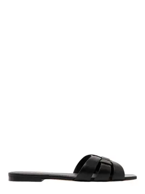 SAINT LAURENT Tribute Woven Leather Slides