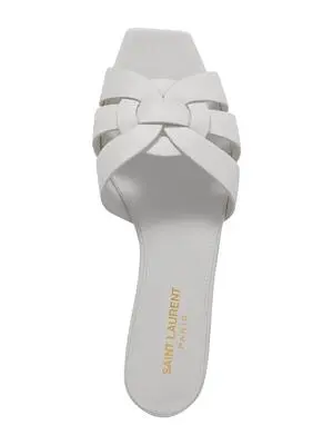 Saint Laurent Tribute Leather Slides - Off-white