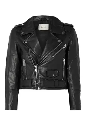 DEADWOOD Net Sustain Joan Leather Biker Jacket - Black
