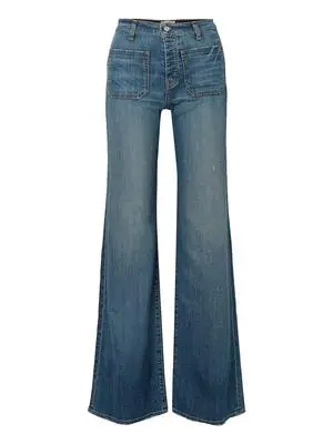 NILI LOTAN Florence Distressed High-rise Flared Jeans Blue