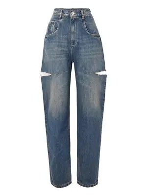 MAISON MARGIELA Cutout High-rise Wide-leg Jeans - Blue