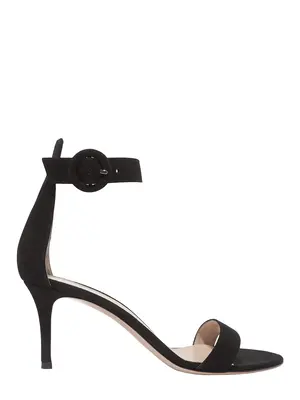 GIANVITO ROSSI Portofino 70 Suede Sandals - Black