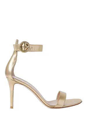 GIANVITO ROSSI Gianvito Rossi Portofino 85 Metallic Leather Sandals Gold