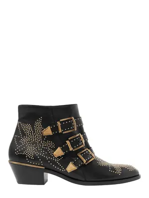 Chloé Susanna Studded Leather Ankle Boots - Black