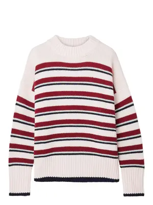 LA LIGNE La Ligne Marin Striped Wool And Cashmere-Blend Sweater Off-white