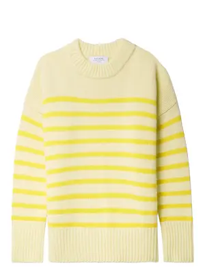LA LIGNE La Ligne Marin Striped Wool And Cashmere-Blend Sweater Yellow