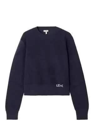 Loewe Embroidered Wool Sweater Blue