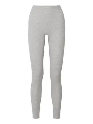 SKIMS Cotton Collection Ribbed Cotton-blend Jersey Leggings - Gray