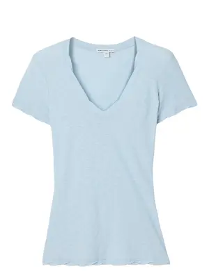JAMES PERSE James Perse Casual Slub Cotton T-Shirt Blue