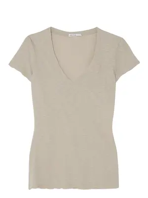 JAMES PERSE James Perse Casual Slub Cotton T-Shirt Brown