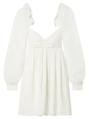 Vanessa Cocchiaro Charlotte Ruffled Crepe And Metallic Crepon Mini Dress - White