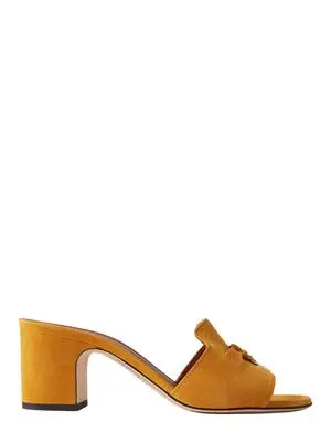 Loro Piana Embellished Suede Mules - Orange