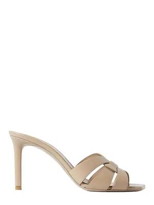 Saint Laurent SAINT LAURENT Tribute Woven Leather Mules Beige