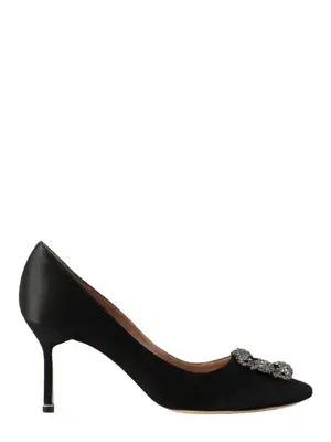 Manolo Blahnik Hangisi 70 Crystal-embellished Satin Pumps - Black