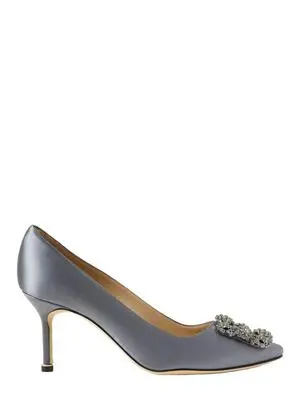 Manolo Blahnik Hangisi 70 Crystal-embellished Satin Pumps - Blue