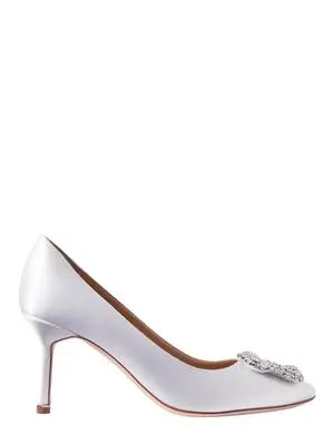 Manolo Blahnik Hangisi 70 Crystal-Embellished Satin Pumps White