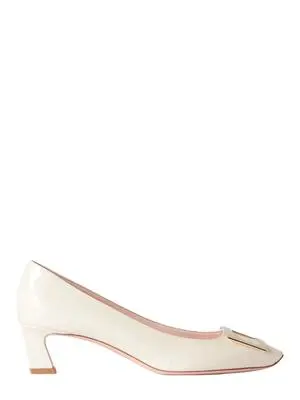 ROGER VIVIER Decollete Trompette 45 Patent-Leather Pumps Neutrals