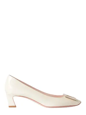 ROGER VIVIER Trompette 45 Patent-Leather Pumps Off-white