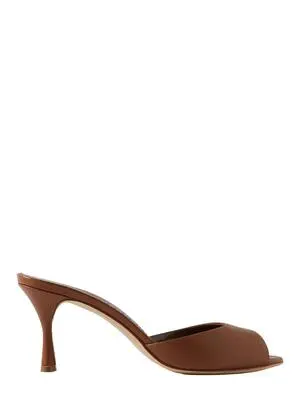 Manolo Blahnik Jada Leather Mules - Brown