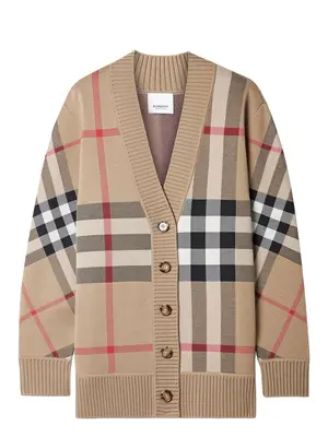 Burberry Checked Jacquard-knit Cardigan Multi