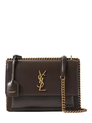 Saint Laurent Sunset Medium Leather Shoulder Bag Brown