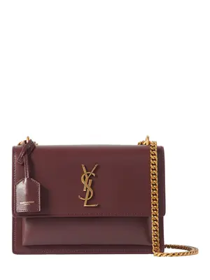 Saint Laurent Sunset Medium Leather Shoulder Bag Burgundy