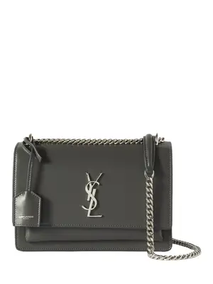 Saint Laurent Sunset Medium Leather Shoulder Bag Gray