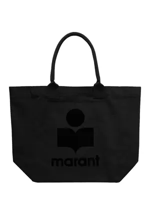 Isabel Marant Isabel Marant Yenky Flocked Cotton-Canvas Tote Black